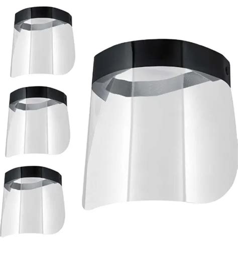 Salon World Safety 4 Black Face Shields Clear Protective Full Face