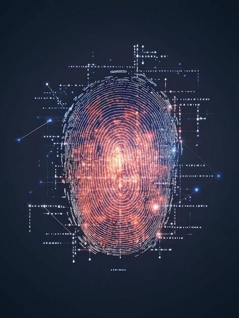 Illuminated Digital Fingerprint Surrounded By Binary Code Representing Modern Identity Premium