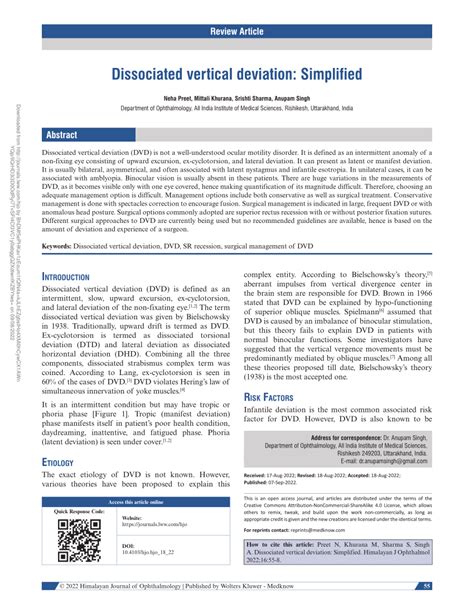Pdf Dissociated Vertical Deviation Simplified