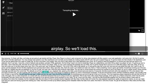 build an interactive video transcript with mux player cuepoints mux
