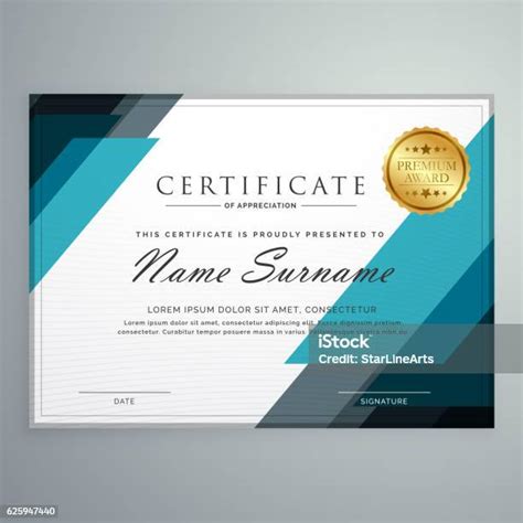 Stylish Certificate Of Appreciation Award Design Template With G向量圖形及更多