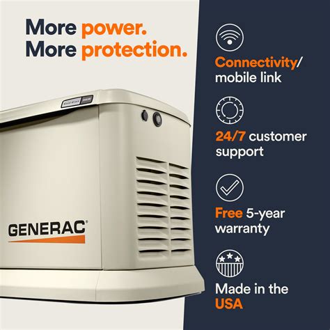 Generac 7291 26kw Air Cooled Guardian Series Home Standby Generator With 200 Amp Transfer Switch