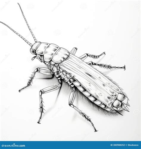 Realistic Bug Drawing On White Paper Detailed And Archaeological