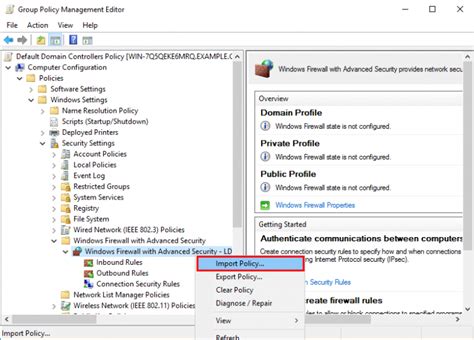 import export firewall rules group policy rootusers