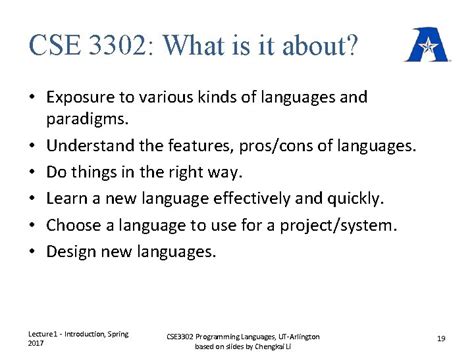 Cse 3302 Programming Languages Kelly Scott French Spring