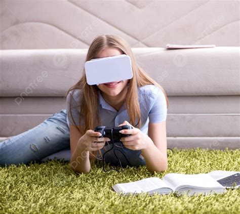 The Young Girl Playing Virtual Reality Games Young Girl Playing Virtual Reality Games Photo