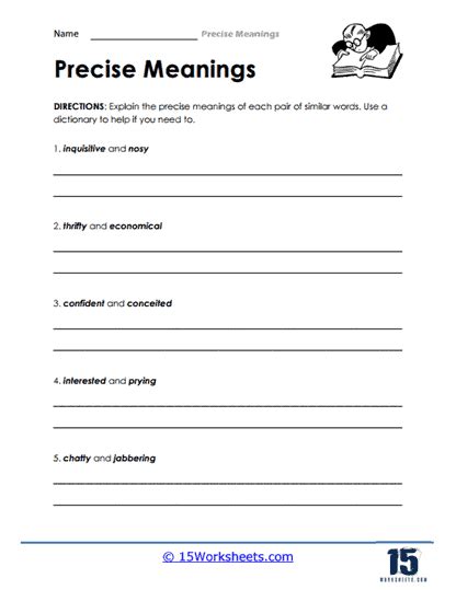 Quiz And Worksheet Precise Vocabulary In Writing