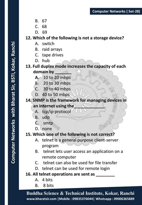 BSTI BharatSir Computer Network Set 28 PDF