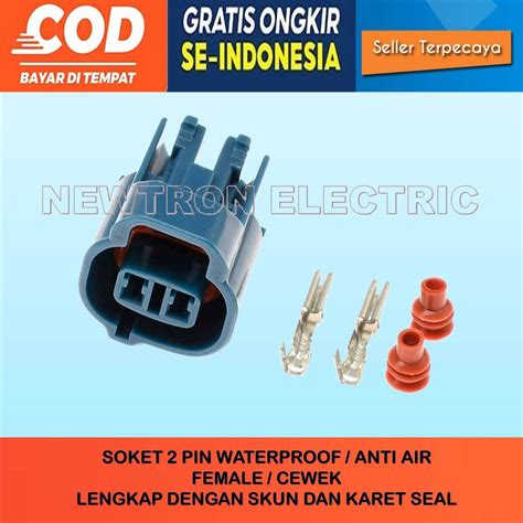 Jual Soket Socket Konektor Connector Waterproof Anti Air 2 Pin Female