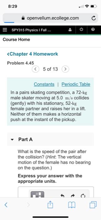 Solved A Openvellum Ecollege C ESPY Physics I Chegg