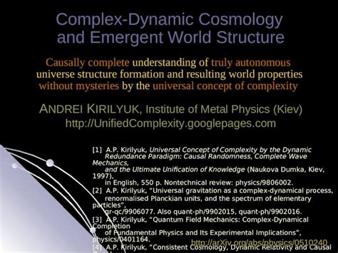 Ppt Complex Dynamic Cosmology And Emergent World Structure Causally Complete Understanding Of