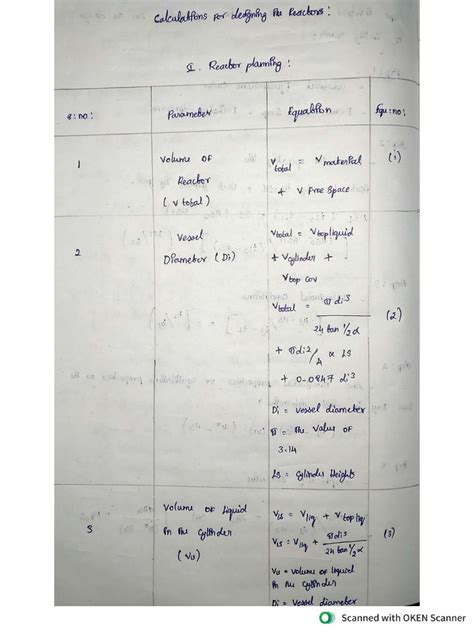Calculations For Designing The Reactors 1 Pdf