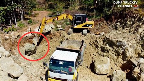 Caterpillar Excavator 320bl Digging Dirt Soil Mix Rock To Dump Truck On