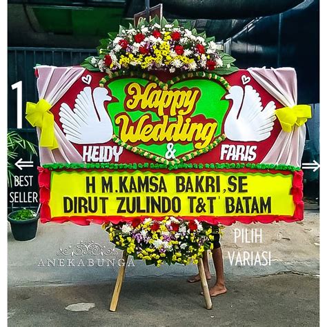 Jual Karangan Bunga Papan Ucapan Wedding Stick Werk Flower Board