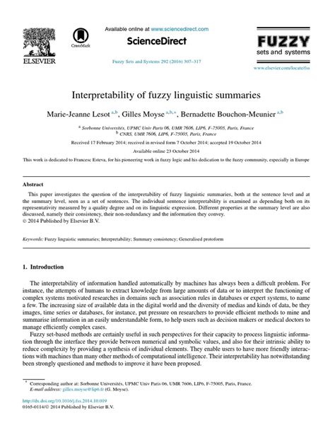 interpretability of fuzzy linguistic summaries pdf fuzzy logic