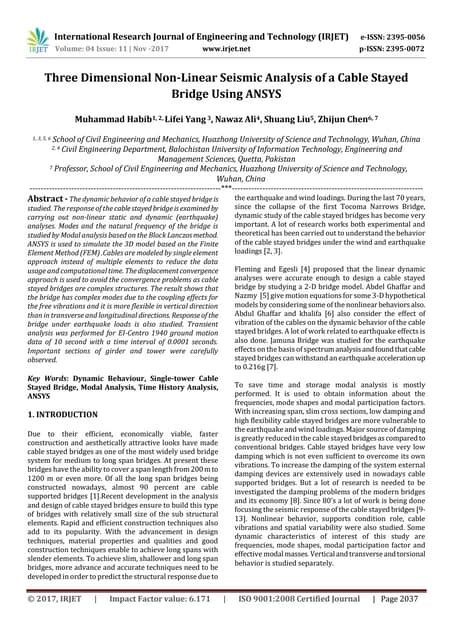 Three Dimensional Non Linear Seismic Analysis Of A Cable Stayed Bridge