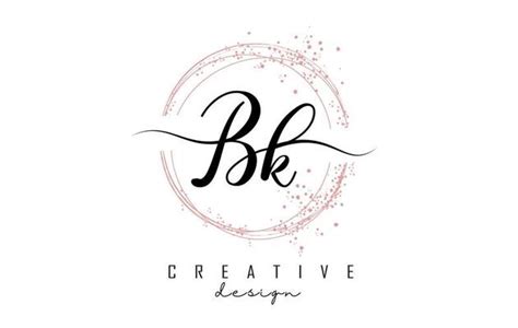 Handwritten BW B W Letter Logo With Sparkling Circles With Pink Glitter