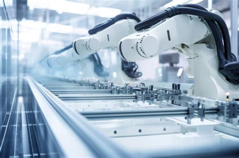 Advanced Robotic Arms Operate On A Production Line Efficiently