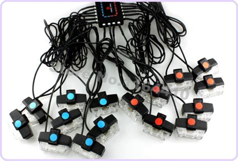 Amber White 16 In 1 32 Led Strobe Controller Kit 8 Modes Car 32led