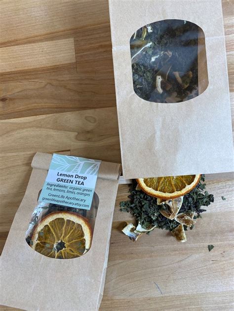 Lemon Drop Green Tea Herbal Loose Leaf Tea Citrus Lovers Etsy Loose Leaf Tea Packaging
