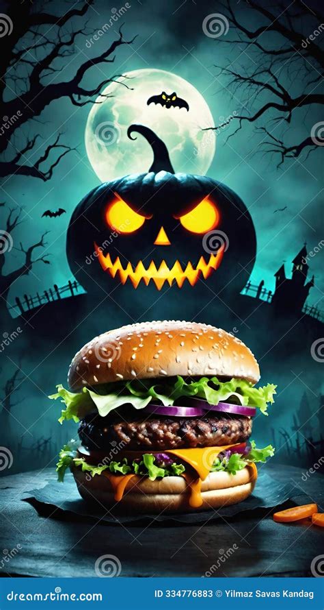 Halloween Feast Spooky Burger Delight Stock Illustration Illustration Of Halloween Lunch