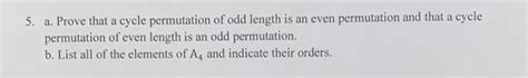 solved 5 a prove that a cycle permutation of odd length is