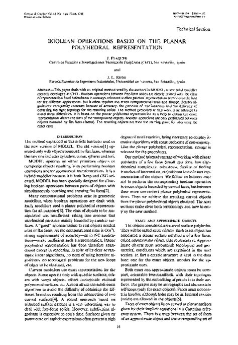 Pdf Boolean Operations Based On The Planar Polyhedral Representation