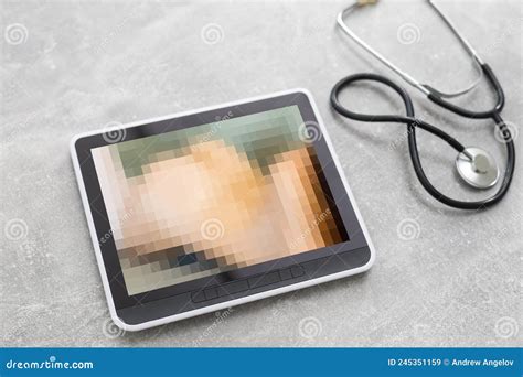 Tablet With Naked Woman With Stethoscope Stock Image Image Of
