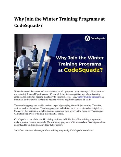 Ppt Why Join The Winter Training Programs At Codesquadz Powerpoint