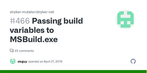 Passing Build Variables To MSBuild Exe Issue Stryker Mutator Stryker Net GitHub