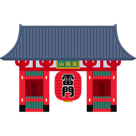 浅草寺雷門 無料イラストかわいいフリー素材集 ねこ画伯コハクちゃん