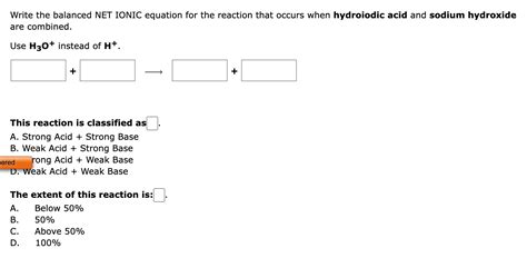 solved write the balanced net ionic equation for the