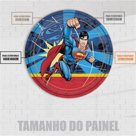 Painel Redondo em Tecido para festa aniversário veste fácil Super Homem