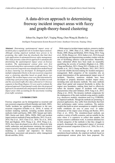 Pdf A Data‐driven Approach To Determining Freeway Incident Impact Areas With Fuzzy And Graph