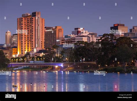 Australia South Australia Adelaide Skyline From Torrens Lake