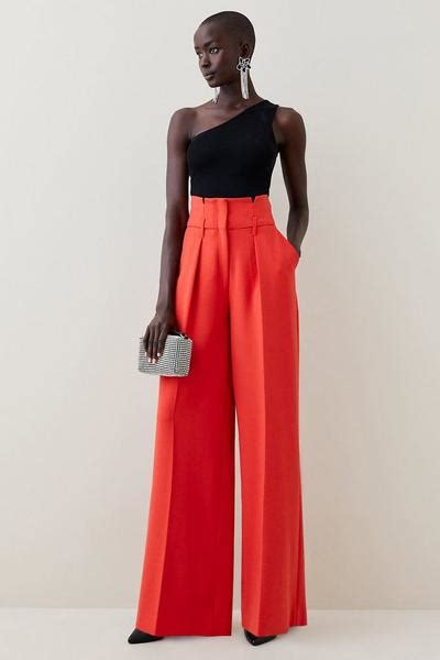 Red Wide Leg Trousers Karen Millen Uk