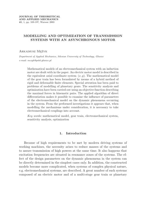 pdf modelling and optimization of transmission systems with an