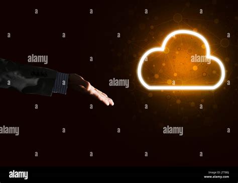 Digital Cloud Icon As Symbol Of Wireless Connection On Dark Background