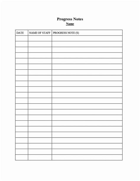 Printable Blank Progress Note Template