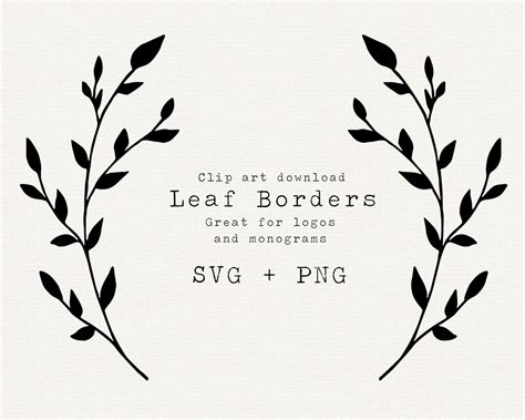 Leaf Frame Svg Branch Border Clip Art Design Elements For Logo For