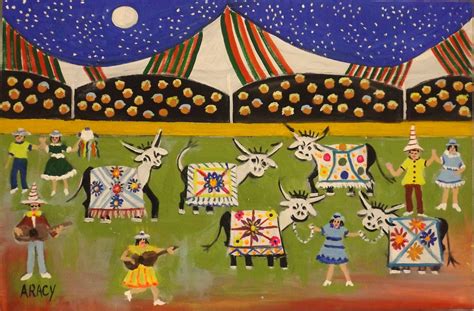 PRESENÇA DA ARTE NAIF COM AJUR SP TELA DA ARTISTA NAIF ARACY TEMA FESTA DO BOI MEDIDA X A