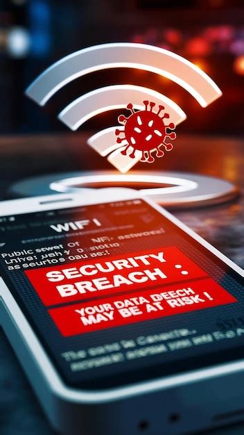 Security Breach Warning Smartphone Screen Public Wifi Hotspot Internet Virus Premium Ai