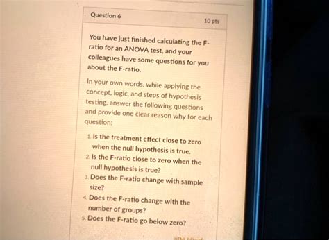 Solved Question You Have Just Finished Calculating The F Ratio For An Anova Test And Your