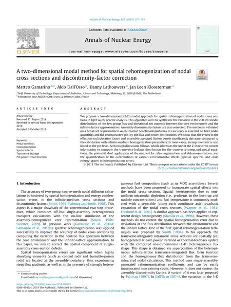 Pdf A Two Dimensional Modal Method For Spatial Rehomogenization Of