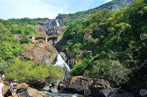 View Of Dudhsagar Waterfall In Goa India Editorial Photography Image