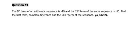 Solved The Th Term Of An Arithmetic Sequence Is And Chegg
