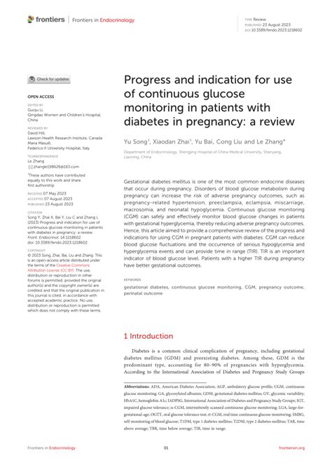 PDF Progress And Indication For Use Of Continuous Glucose Monitoring In Patients With Diabetes