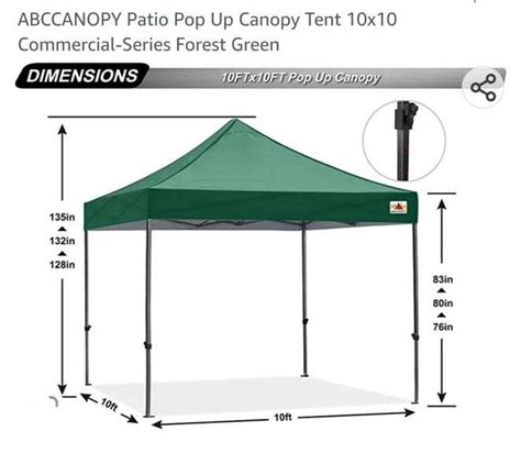 ABCCANOPY Patio Pop Up Canopy Tent 10x10 Commercial Series Forest Green