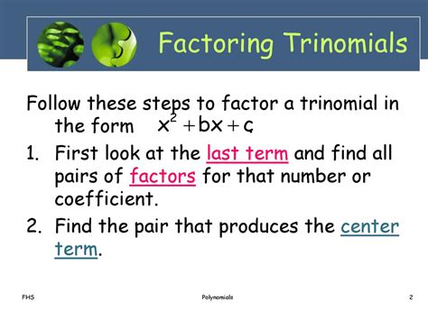 Factoring Trinomials In The Form X2 Bx C Ppt Download