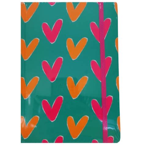 Notebook A5 Neon Hearts Colorful Journal With Elastic Closure T